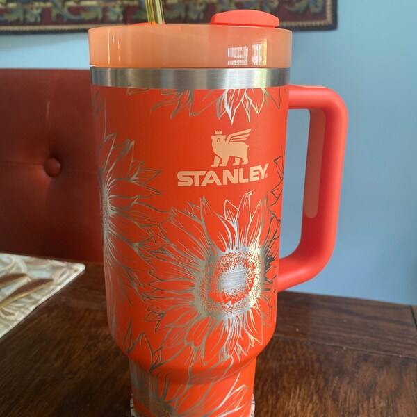Engraved Stanley Tumbler, Laser Engraved Stanley, Flower Tumbler ...