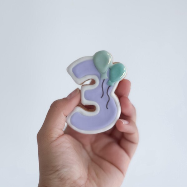 Number 3 With Balloons Cookie Cutter - Birthday Party Number Three ...