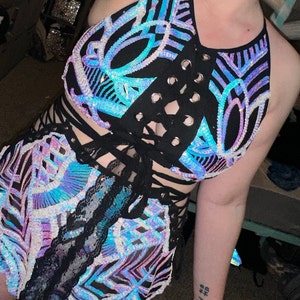 Dark Prismatic Pixie Dress Made to Order Rave Fairy Dress Rainbow Swirl ...