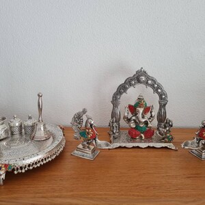 20 Inch German Silver Samai, Set of 2 Hand Engraved Samai, Diya Stand ...