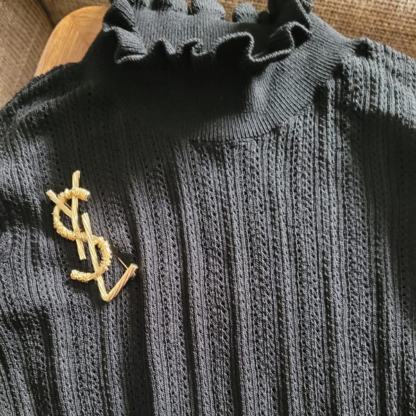 YSL Excellent Vintage Rare Brooch Yves Saint Laurent Silver Tone Estate ...