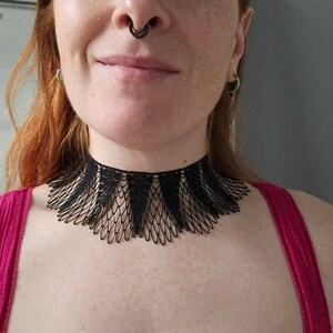 Blackened Vertebrae Spine Chain Necklace in Black Matte Fishbone Choker ...