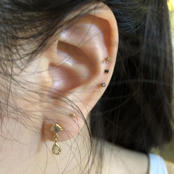 NEW ‣ Dido 14K Solid Gold Bead Charm Double Chain Attachment • 14K Gold ...