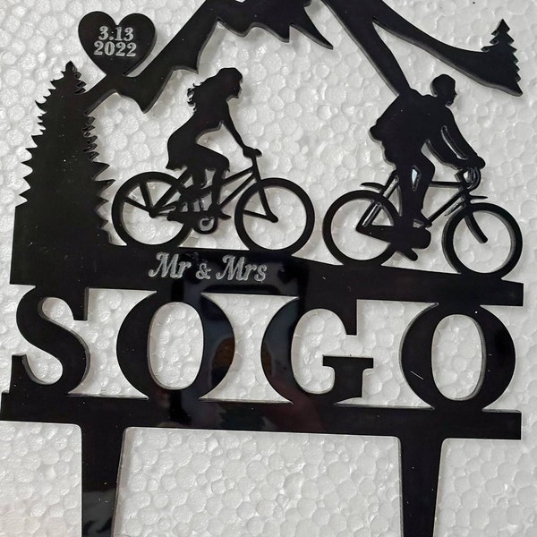 Personalized Bicycle Wedding Cake Topper, Mountain Theme, A306 - Etsy