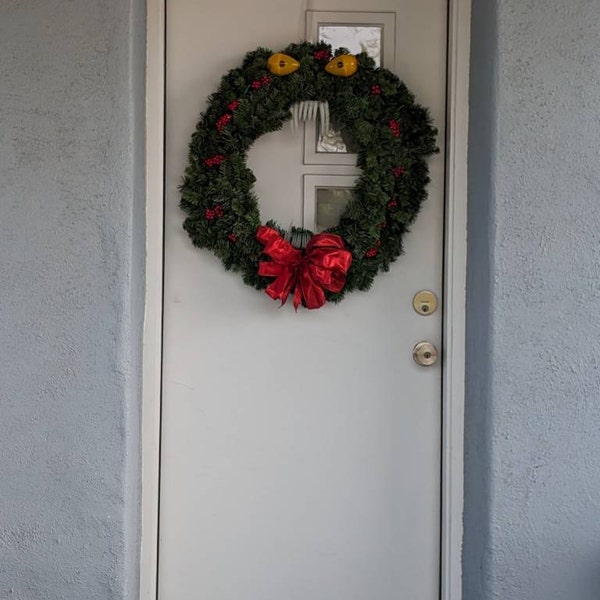 Monster Eating Creepmas Front Door Wreath With Lights, Fang Spookmas ...