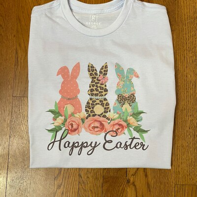 Happy Easter Fancy Bunny Leopard Print Floral Pearls Sublimation ...