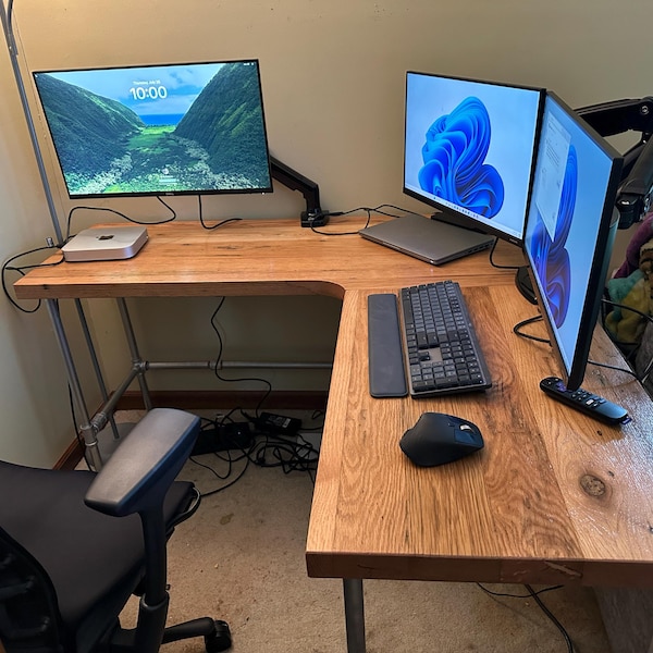 Customized L Shaped Desk With Curve, You Pick Your Tables, Corner Desk ...