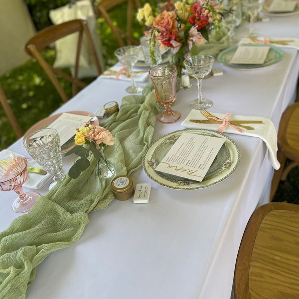 Sage Green Deep Boho Wedding Cheesecloth Table Runner Wedding Arch Tape ...