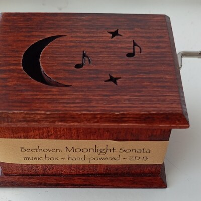 Wooden Music Box Musical Box Beethoven Moonlight Sonata Hand-powered ...