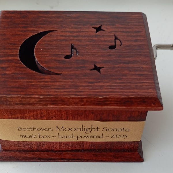 Wooden Music Box Musical Box Beethoven Moonlight Sonata Hand-powered ...