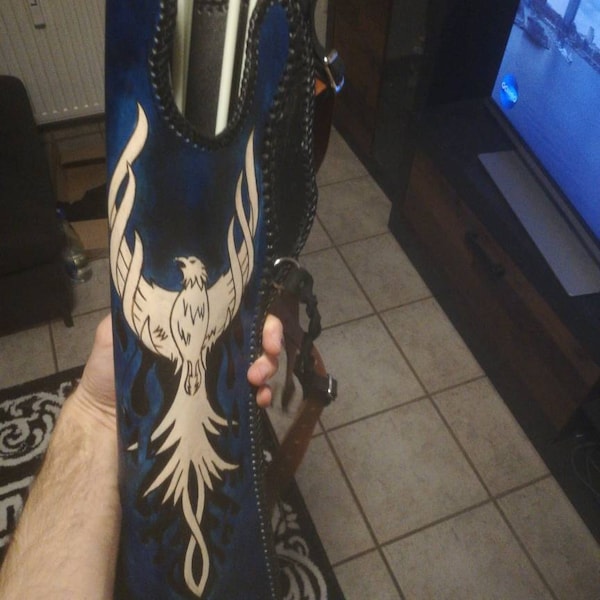 Real Leather Side Quiver With Phoenix Motif / Archer Equipment ...