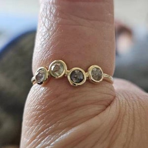 White Sapphire Ring 14K Gold Wedding Band Teardrop Round Prong Set ...