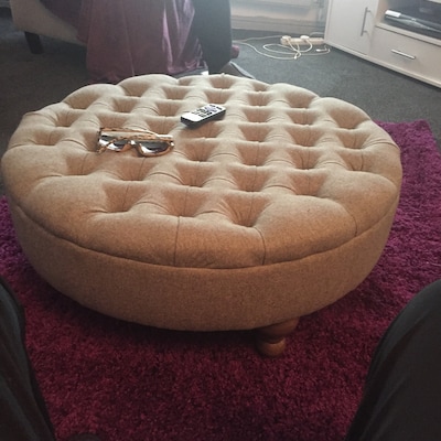 Large Round Deep Footstool Coffee Table Bench Puff Furniture ...