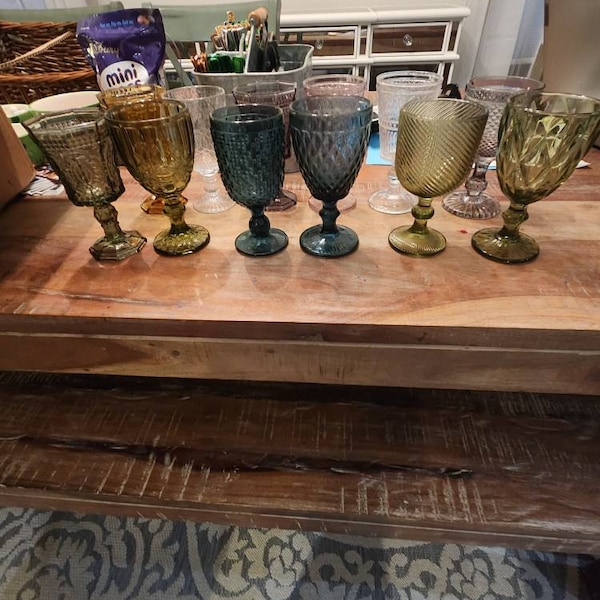 Mismatched Goblets (set of 4 or 6), Vintage Like Goblets, Colorful ...