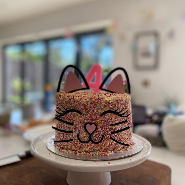 Cat Face Cake Topper, Cat Face Set, Cat Face Cake Decoration, Cake ...
