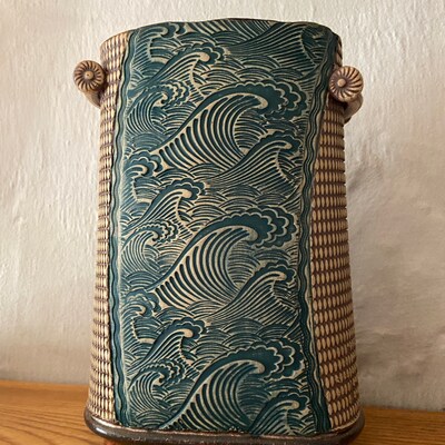 Oval Desktop Pencil and Pen Holder in Ancient Copper Glaze and Lively ...