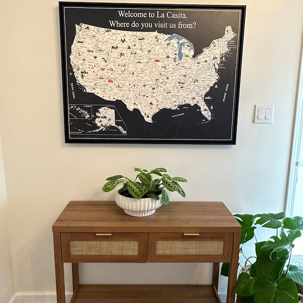 Large Detailed World Map Framed Canvas. A Personalized Travel Map ...