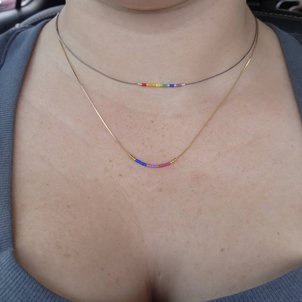 Dainty LGBT Necklace, Pride Flag Necklace Gold Chain, Equality, Subtle ...