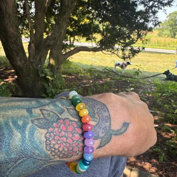 Pastel Rainbow Jade Gemstone Hand Knotted Bead Necklace, Fairy Core ...