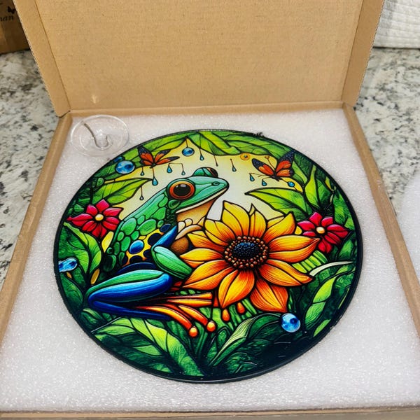 Gone Fishing Stained Glass, Fishing Suncatcher, Acrylic Window Hanging ...