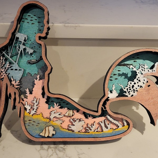 Mermaid SVG, Laser Cut Files 6 Layer Art Piece for Glowforge Multi-layer - Etsy UK