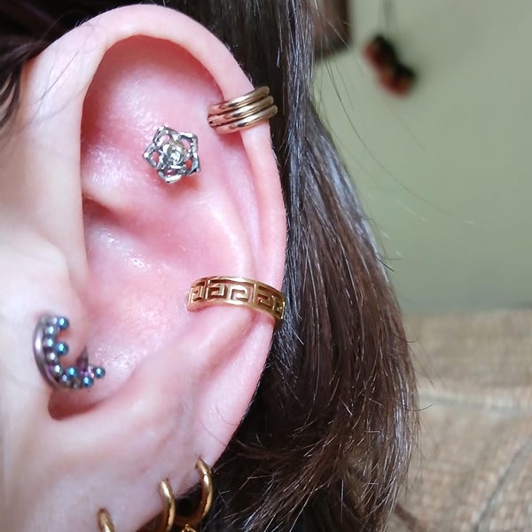 ASTM F136 Smooth Bar With Chain Loops Conch Earring, Conch Labret ...