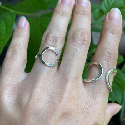 Hammered Silver Handmade Circle Ring Three Circle Sterling - Etsy