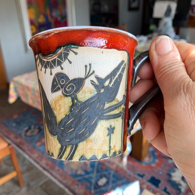 Small Red Pottery Mug, Liquor Mug, Pottery Tumbler, Gift for Dad ...