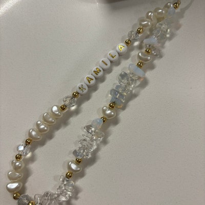 Opalite Phone Strap,healing Crystal Phone Chain,pearl Beaded Phone ...