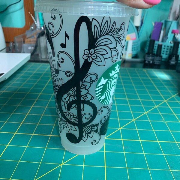 Music Full Cup Wrap SVG, Musical Notes and Treble Clef, 24oz Cold Cup ...