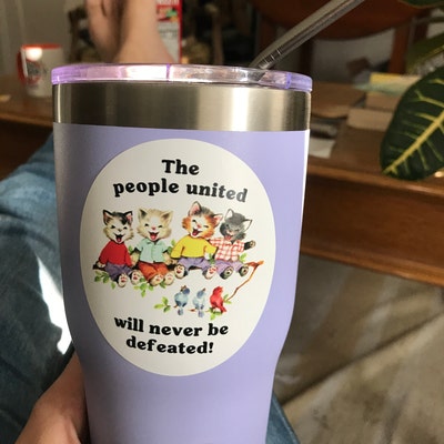 Cute Kitty the People United Will Never Be Defeated Sticker Socialist ...