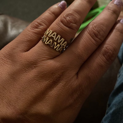 10k 14k 18k Gold Diamond Mama Ring Handmade Mother Ring for - Etsy