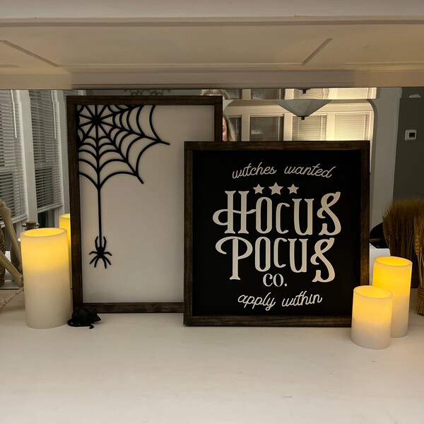 Spider Web Spider Sign, Farmhouse Halloween Sign, Wood Sign, 3D, Spooky ...