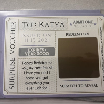 Surprise Scratch and Reveal Voucher, Custom Gift Voucher, Personalized ...