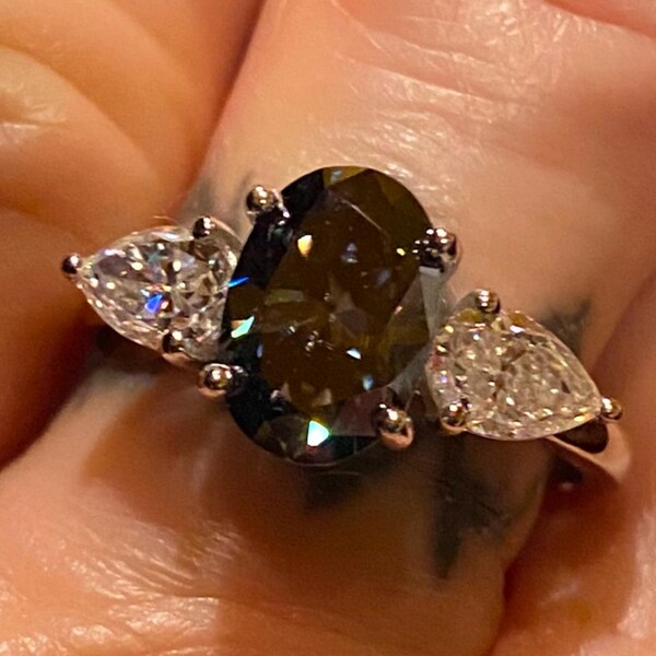 5.23CT Antique Portuguese Cut Blue Moissanite Engagement Ring/ Fish ...