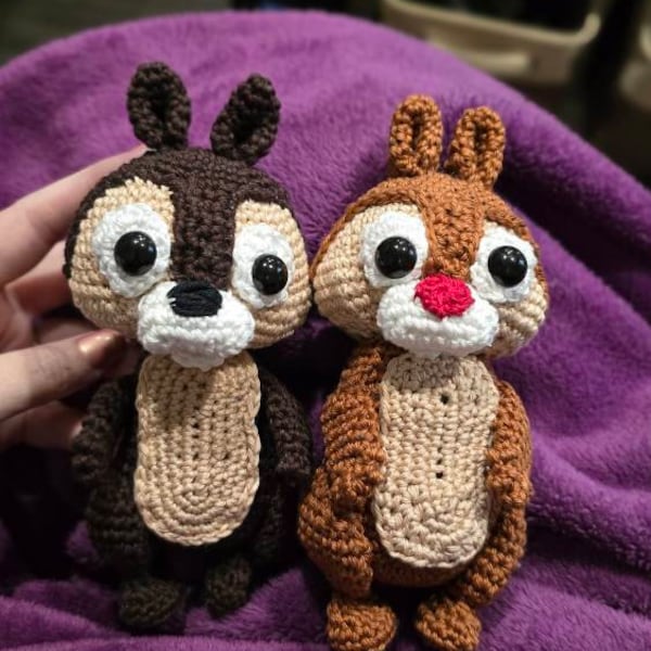 Crochet Chipmunk Pattern, Crochet Animals, Chip and Dale DIY Tutorial ...