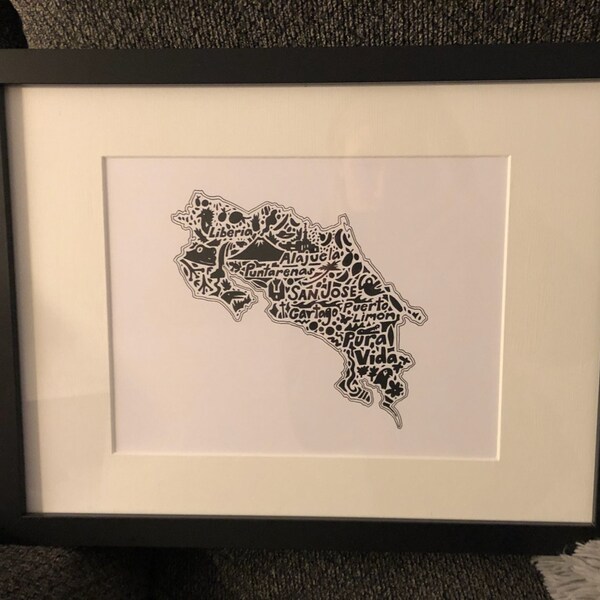 Costa Rica Map Art Print - Print of Original Hand Drawn Map Including ...