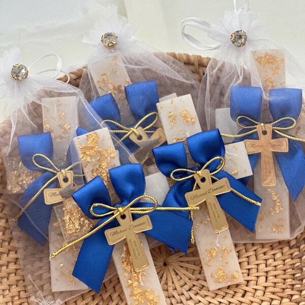 Custom Baptism Favor Tags, Acrylic Mirror Gold Cross Tags, Thank You ...