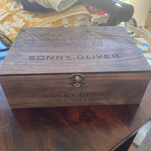Wooden Walnut Oak Memory Keepsake Box Personalized Gift for Her, Girl ...