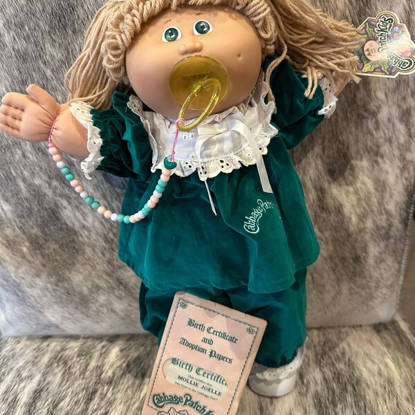 Cabbage Patch Doll Blond Shag Hair Blue Eyes Cloth Diaper Hand Made ...