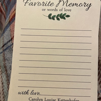 Handmade Memorial Share a Memory Cards Memorial Cards Share Words of ...