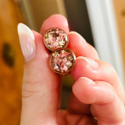 Rose Gold Plugs, Real Flower Pastel Wildflower Ear Tunnels, 8mm, 10mm ...