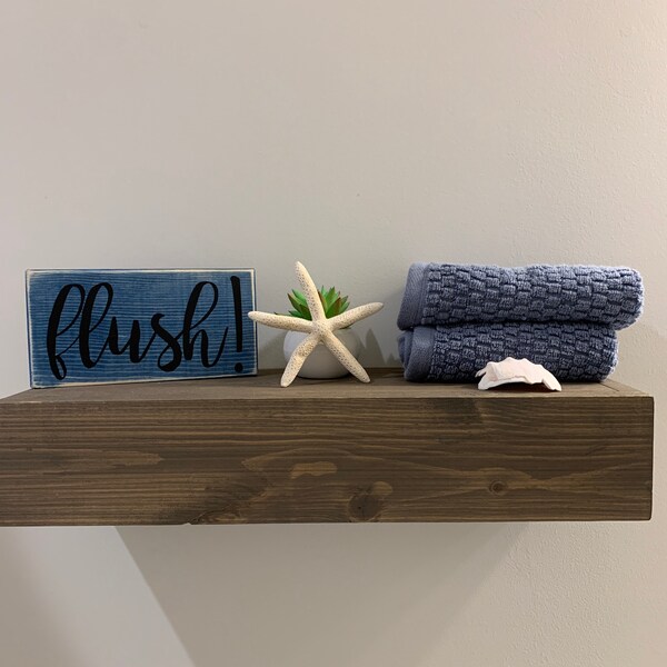 Flush! Bathroom Sign - Funny Gift - Home Decor - Wood Sign - Wooden ...