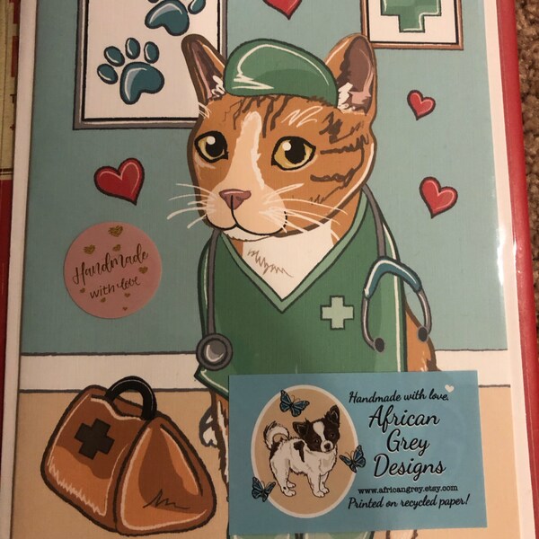 Dr. Cat Greeting Card - Doctor or Veterinary Card - Choose Your Fur ...