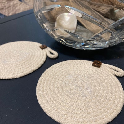 Cotton Rope Coasters, Set of 6 4 Diameter, Coastal Decor, Rustic and ...