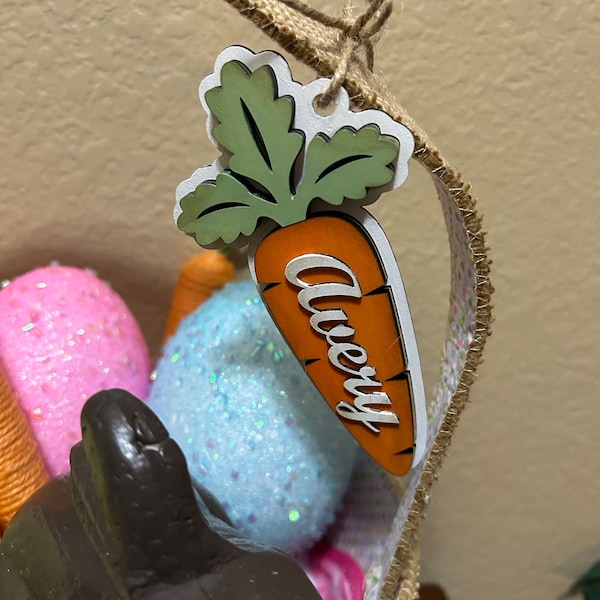 Carrot Basket Tag Svg, Carrot Tag Svg, Easter Name Tags Laser File ...