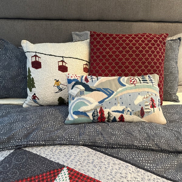 Ski Lover Collection Pillow With Inserts- Skiing Design - Etsy