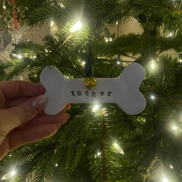 Personalised Dog Bone Clay Tree Decoration, Pet Christmas Decoration ...