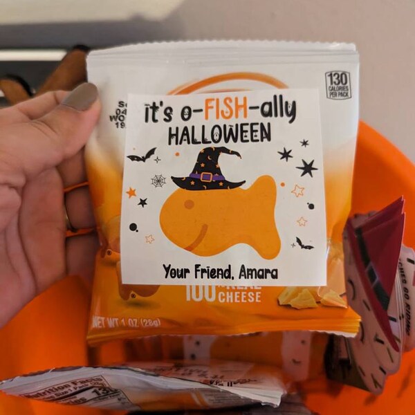 Cute Halloween Goldfish Labels, Halloween School Treat Label, Classroom ...