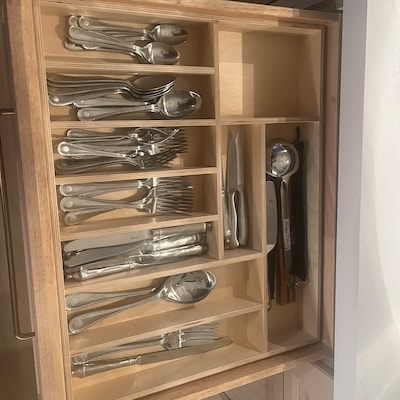 Up to 12 Inches Wide Drawer Insert, Custom Drawer Organizer, Wood ...